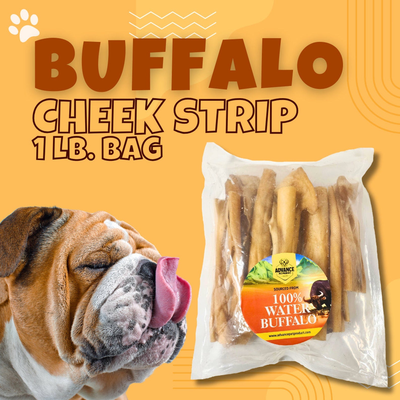 Buffalo Cheek Strip Dog Chews – 1 Lb Bag | Natural, Grain-Free, Long L ...